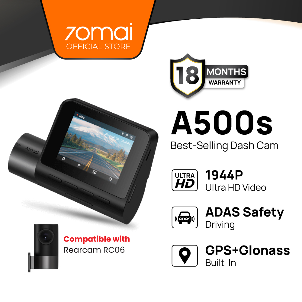70mai A500s Dashcam Pro Plus+ Built-in GPS Car Recorder 1944P Dual ...