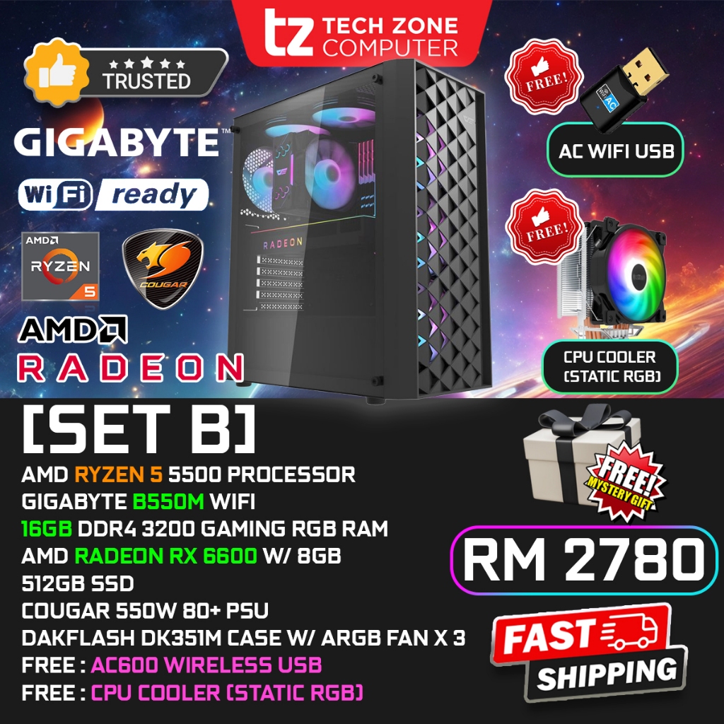 TZ Gaming PC Package Tech Zone Computer Gaming PC Komputer Gaming Murah Desktop Spec Promo ...