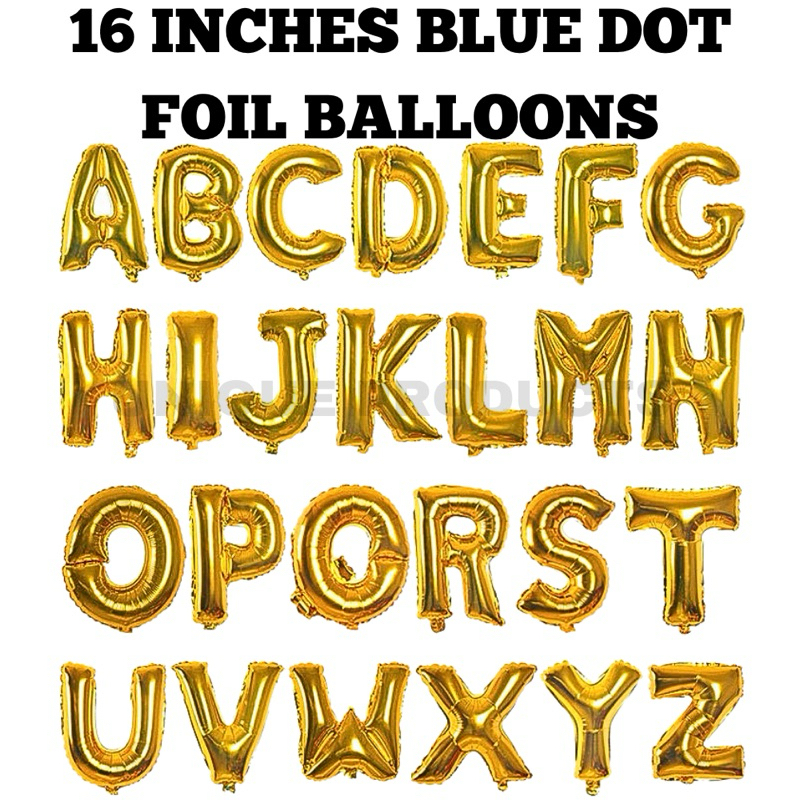 Alphabet Foil Balloon A to Z 16 Inches Gold Colors Belon Huruf 16Inch ...