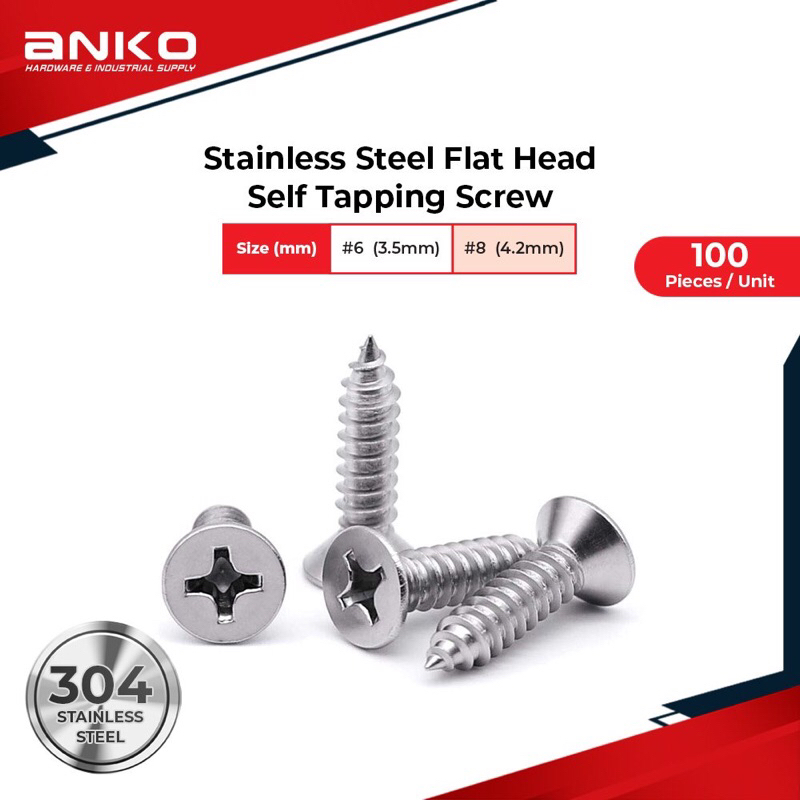 304 STAINLESS STEEL CSK FLAT HEAD SELF TAPPING SCREW | Shopee Malaysia