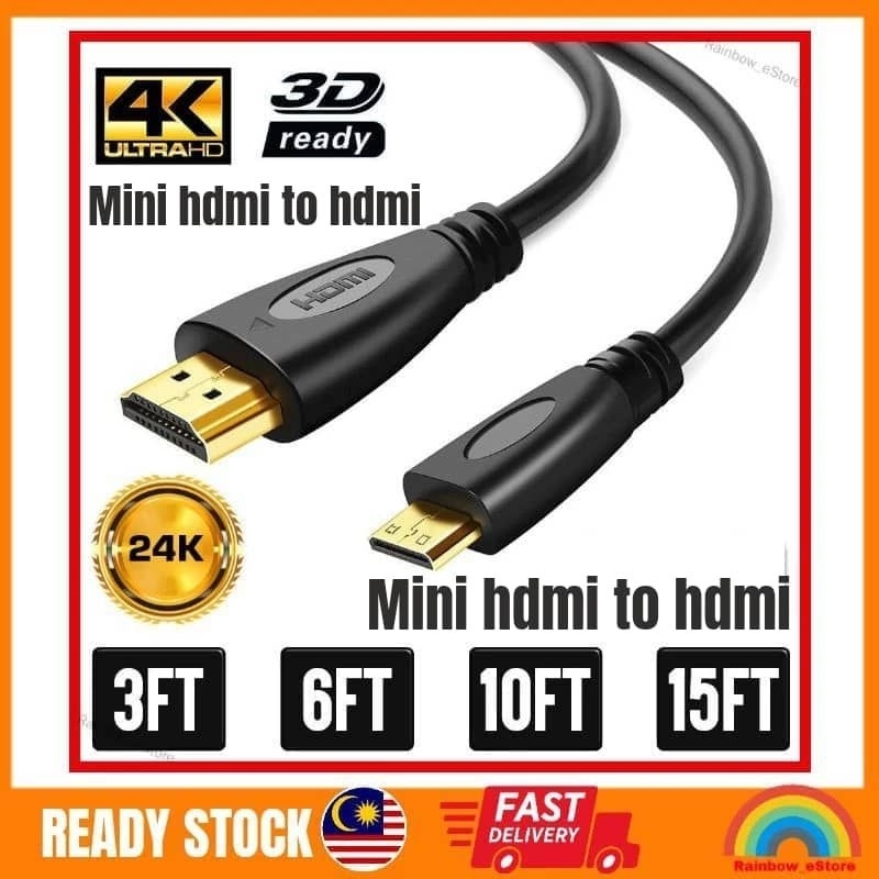 High-Speed Mini HDMI to HDMI Cable Adapter HDMI to HDMI Mini 4K HDMI ...