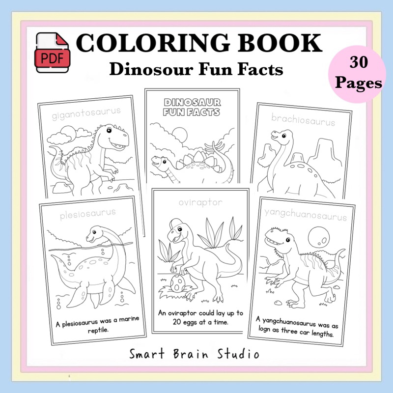 PDF DINOSAUR FUN FACTS COLORING | LEARN ABOUT DINOSAURS | Shopee Malaysia