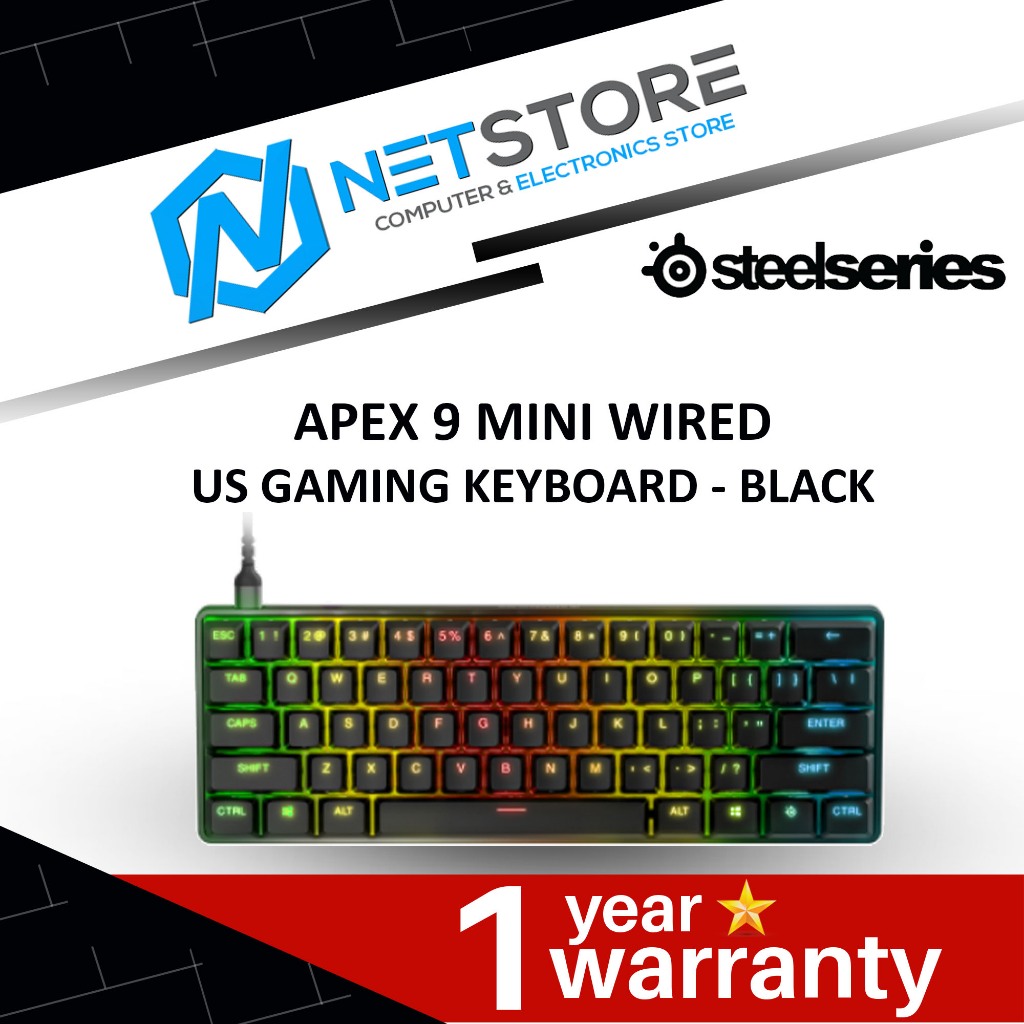 STEELSERIES APEX 9 MINI WIRED US GAMING KEYBOARD - BLACK - 64837 ...