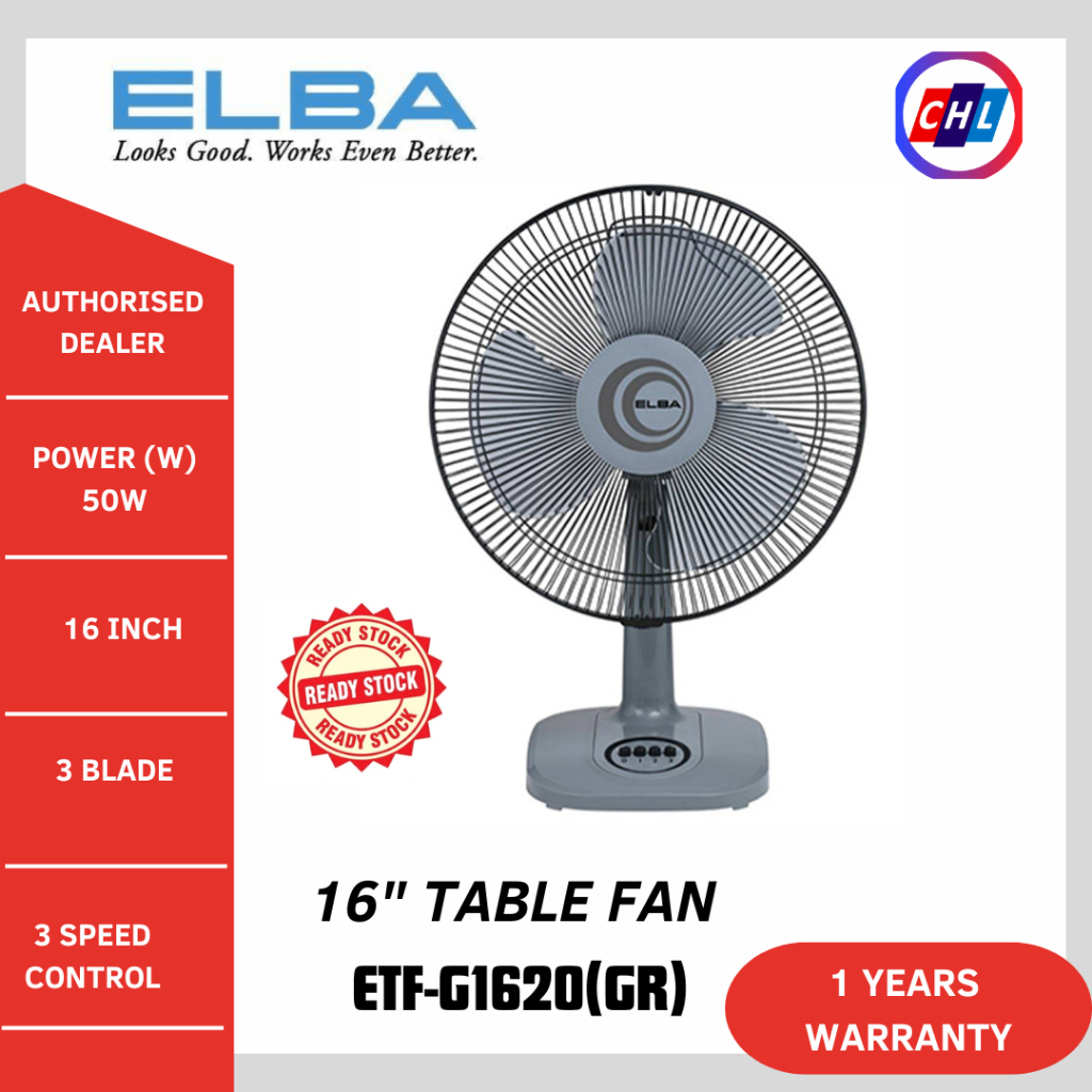 Elba [Authorised Dealer] 16" Table Fan ETF-G1620(GR) - Elba 1 Year ...
