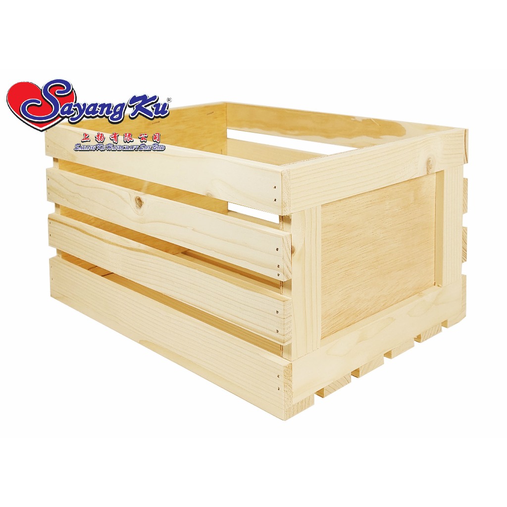 (New) Classic Pine Wood Crate/Wood Storage Box/Kotak Kayu Pine/Kotak ...