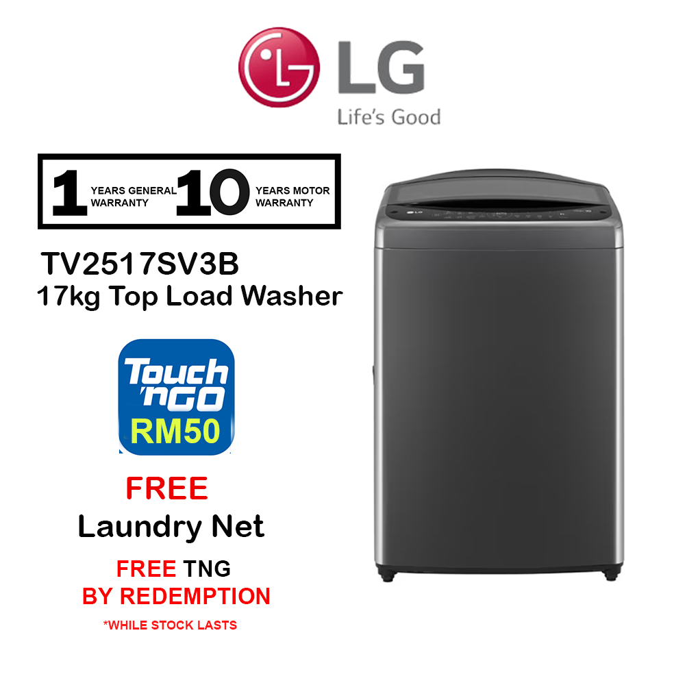 LG 17kg Top Load Washing Machine TV2517SV3B Inverter Mesin Basuh (FREE Laundry Net) (FREE TNG BY ...