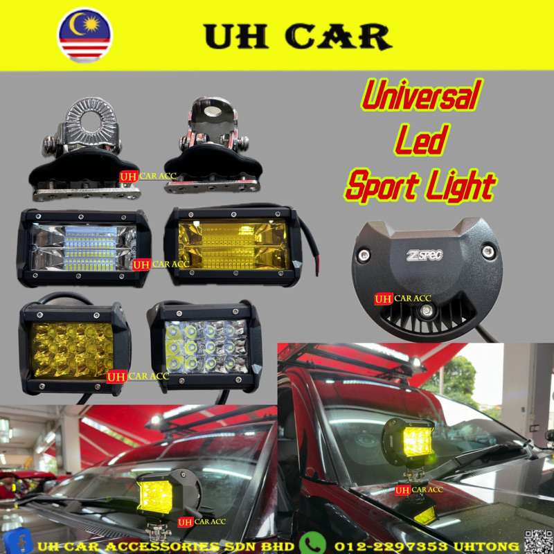 Universal 4x4 Led Fog Lamp Sportlight Sport Light Bonnet Hood Bracket ...