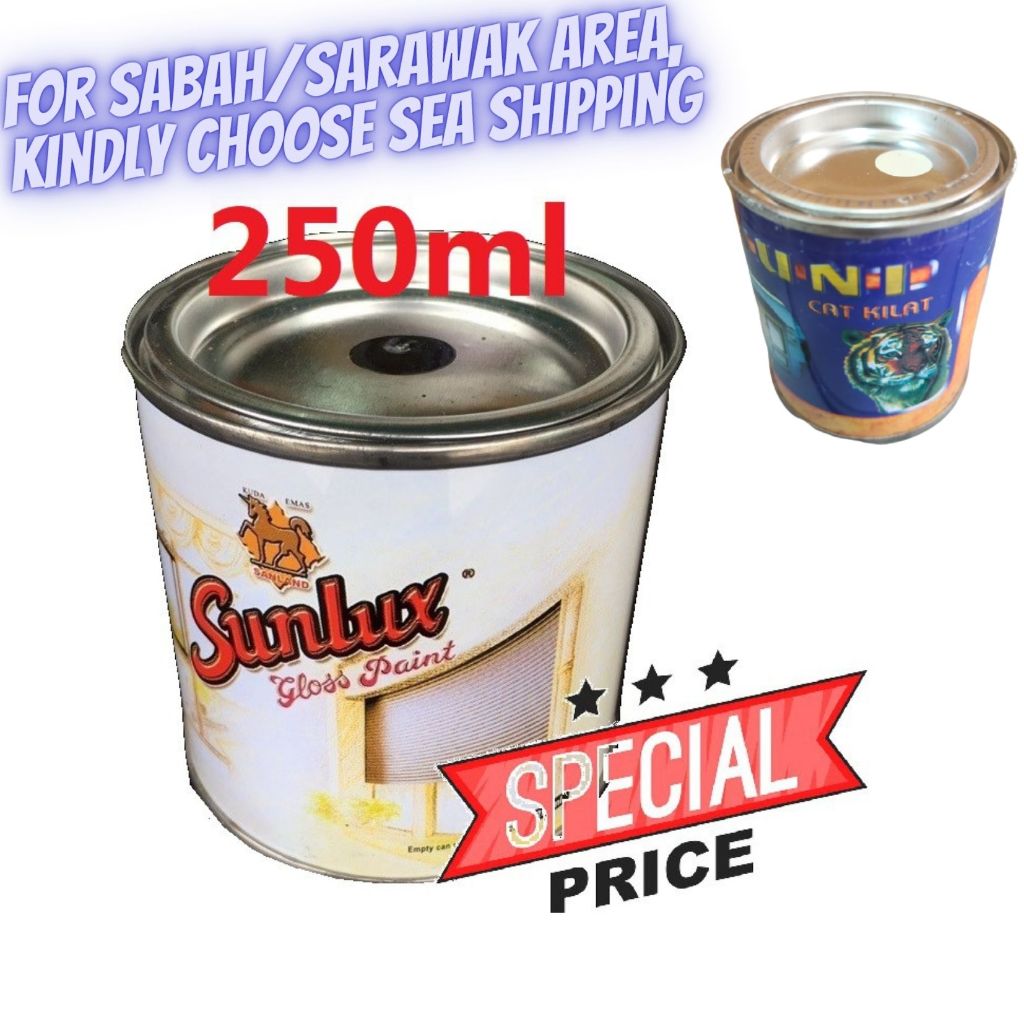 250ml Sunlux or UNI Gloss Paint Cat Kayu Cat Besi Cat Minyak Cat Papan ...