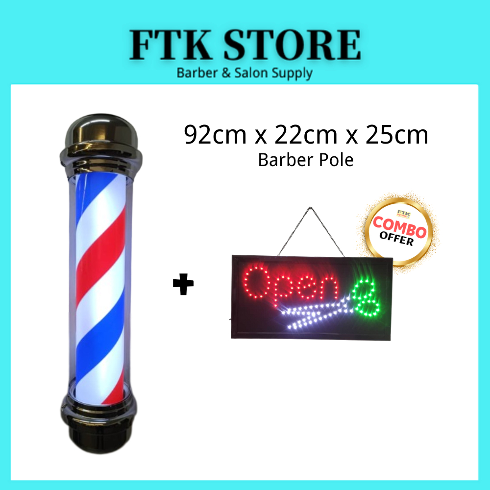 92cm x 22cm x 25cm Barber Pole Led Light Hair Salon light Rotating light Lampu kedai gunting ...