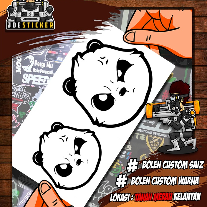 STICKER CUTE ANGRY PANDA UNTUK KERETA DAN MOTOSIKAL (STICKER 2 LAYER ...