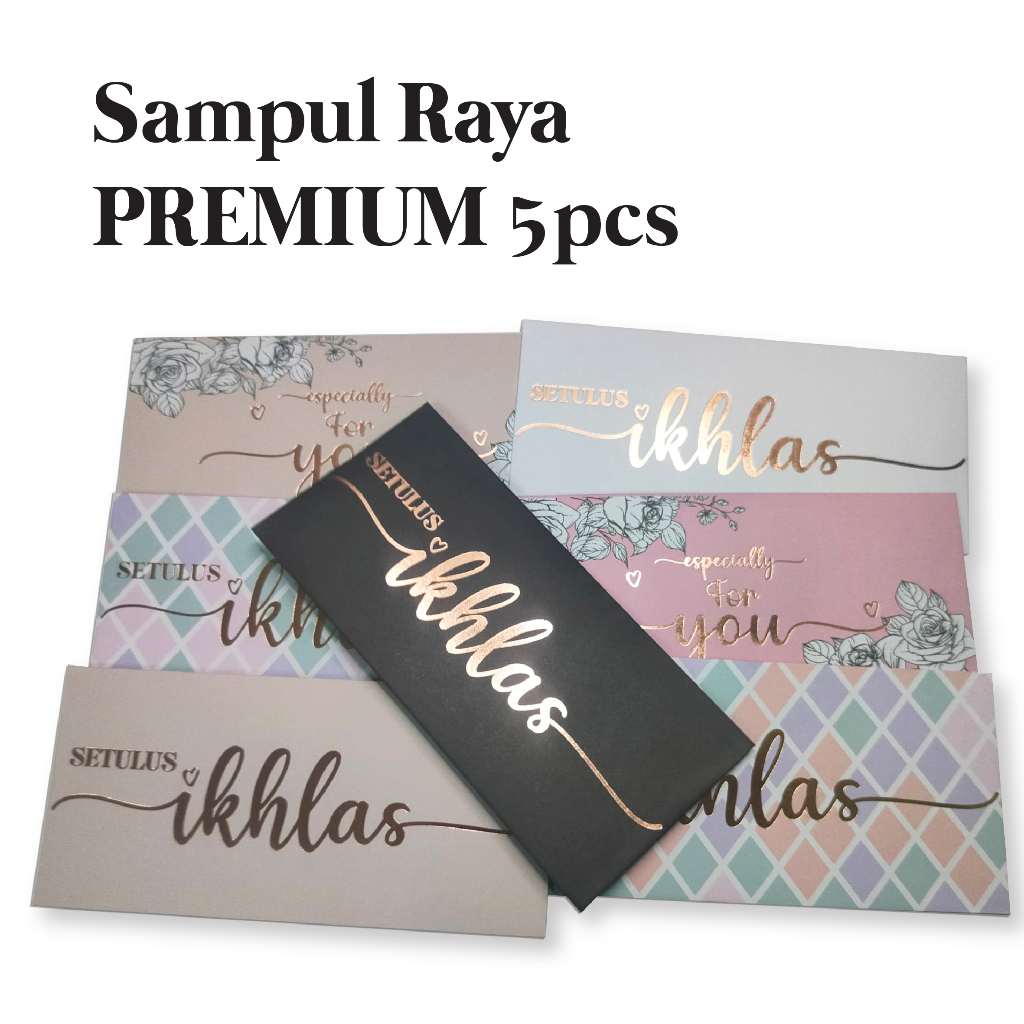 Premium Sampul Raya 5pcs - 7 Colours with Rose Gold Stamping | Sampul ...