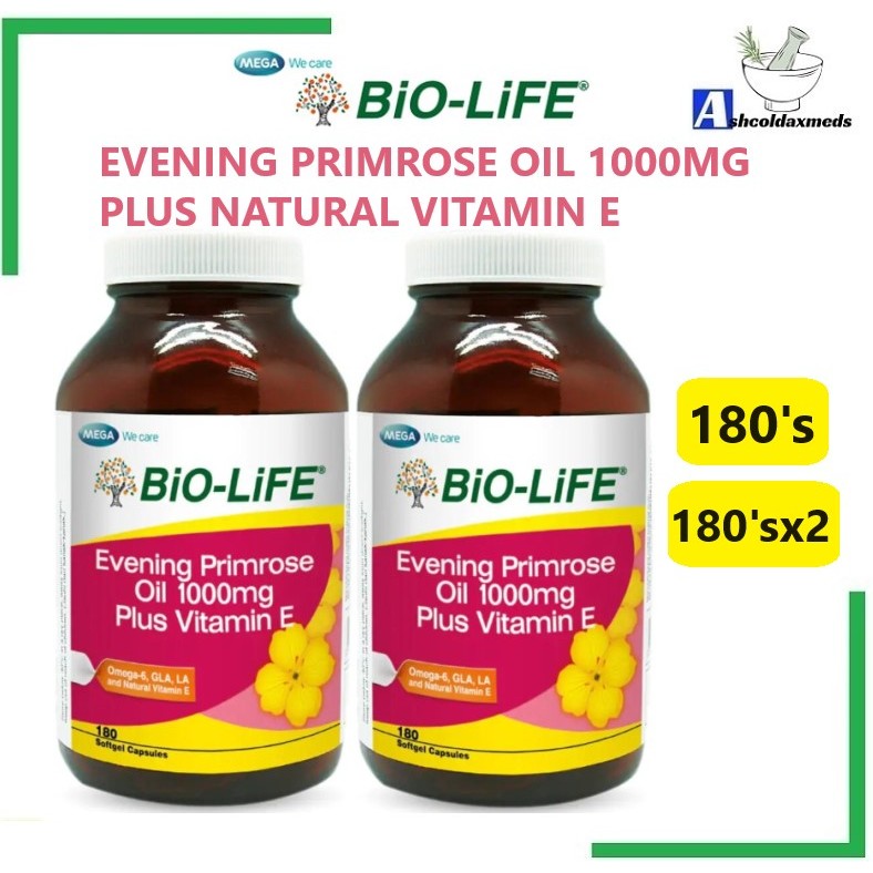 Bio-life Evening Primrose Oil (EPO) 1000mg Plus Vitamin E 180s EXP10 ...