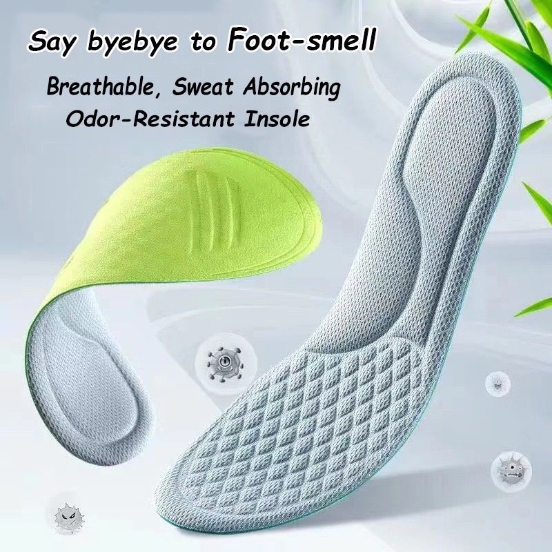 Anti Foot Smell Sport Shoe Insole Memory Foam Breathable Sweat ...