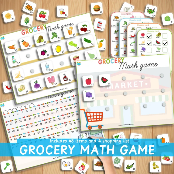 PDF] 062- Grocery Math Game Activity Printable Montessori Toddler ...