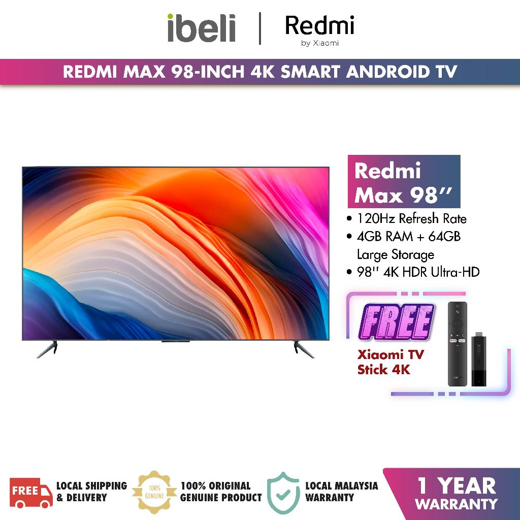 Redmi Max 98-inch 4K Smart Android TV 120HZ UHD HDR High-Resolution TV ...