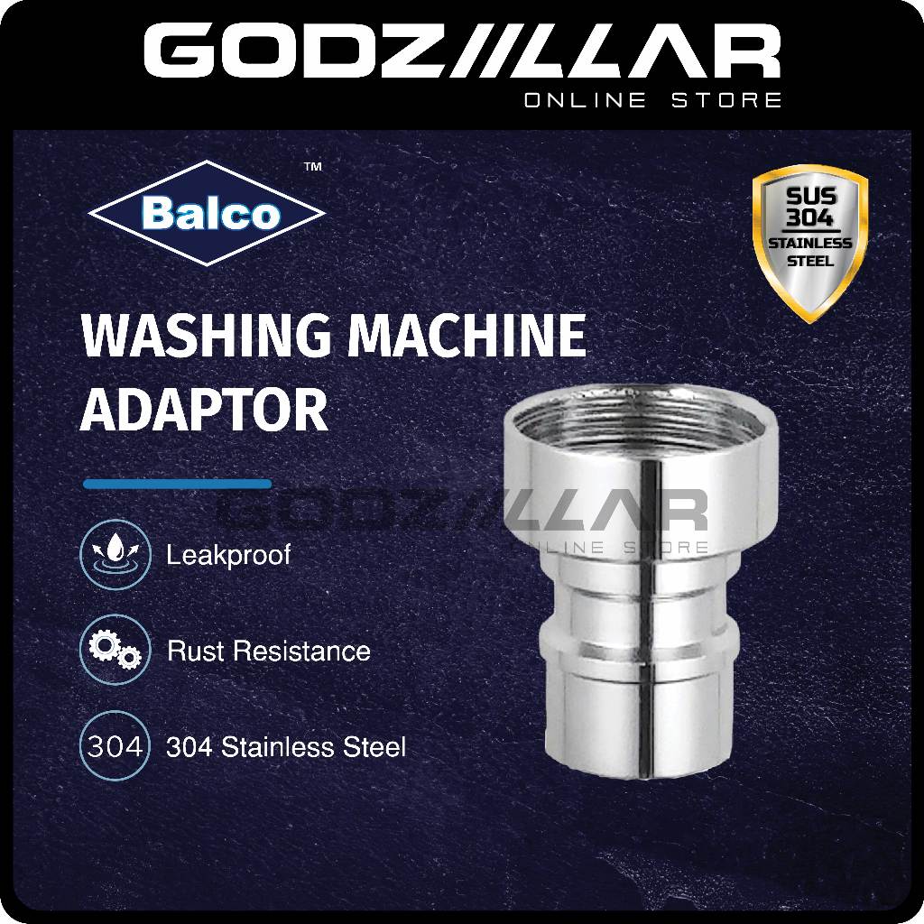 Balco SUS304 Stainless Steel Washing Machine Tap Adaptor Garden Tube ...