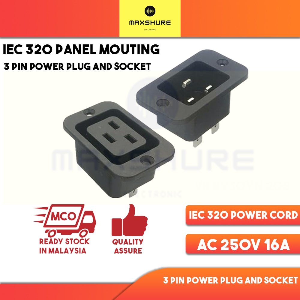 [Maxshure] C19 C20 IEC 320 3PIN Screw Mount Power Cord 16A 250V C19 C20 ...