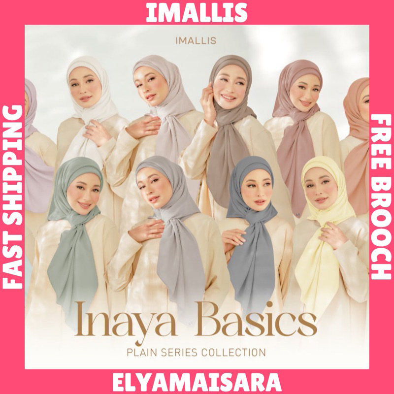 Imallis Bidang 50 [100% Original][Free Brooch] Tudung Bawal Plain ...