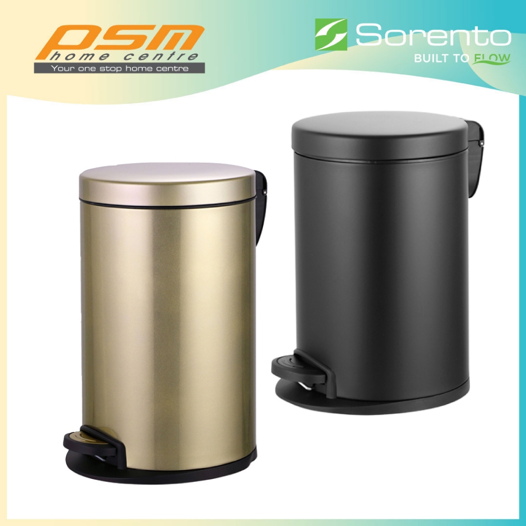 SORENTO Stainless Steel 304 Gold / Matt Black Coated Dustbin SRTTB02-BL ...