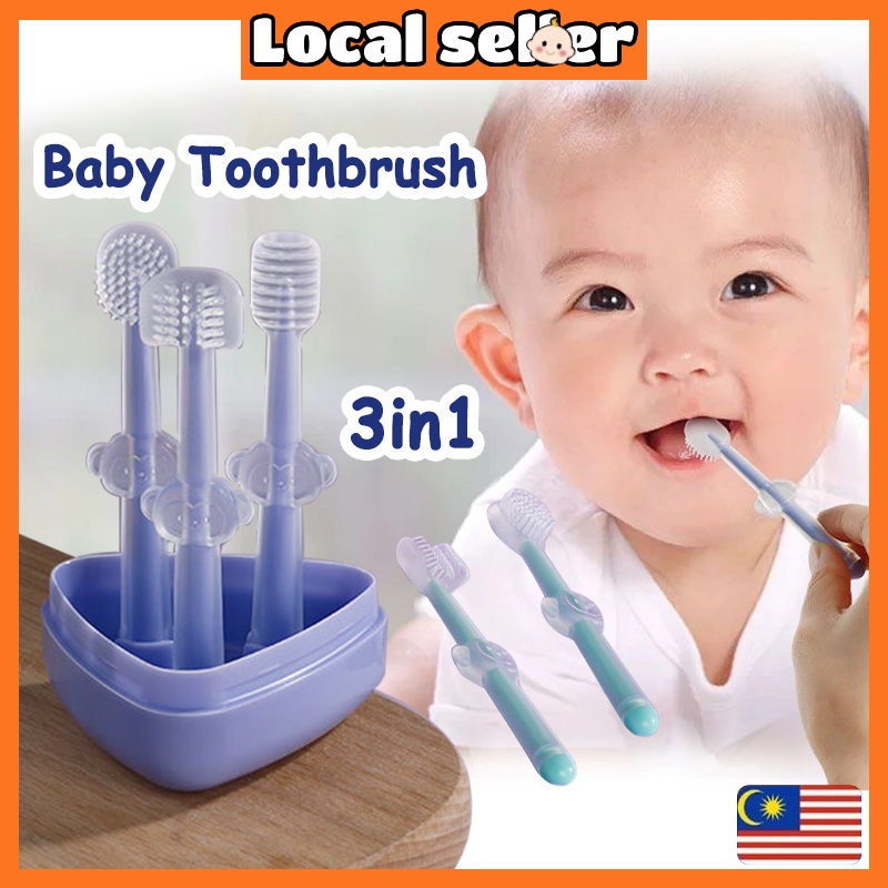 Aikoky Baby Oral Cleaner 3 in 1 Silicone Baby Toothbrush Toddler Oral ...