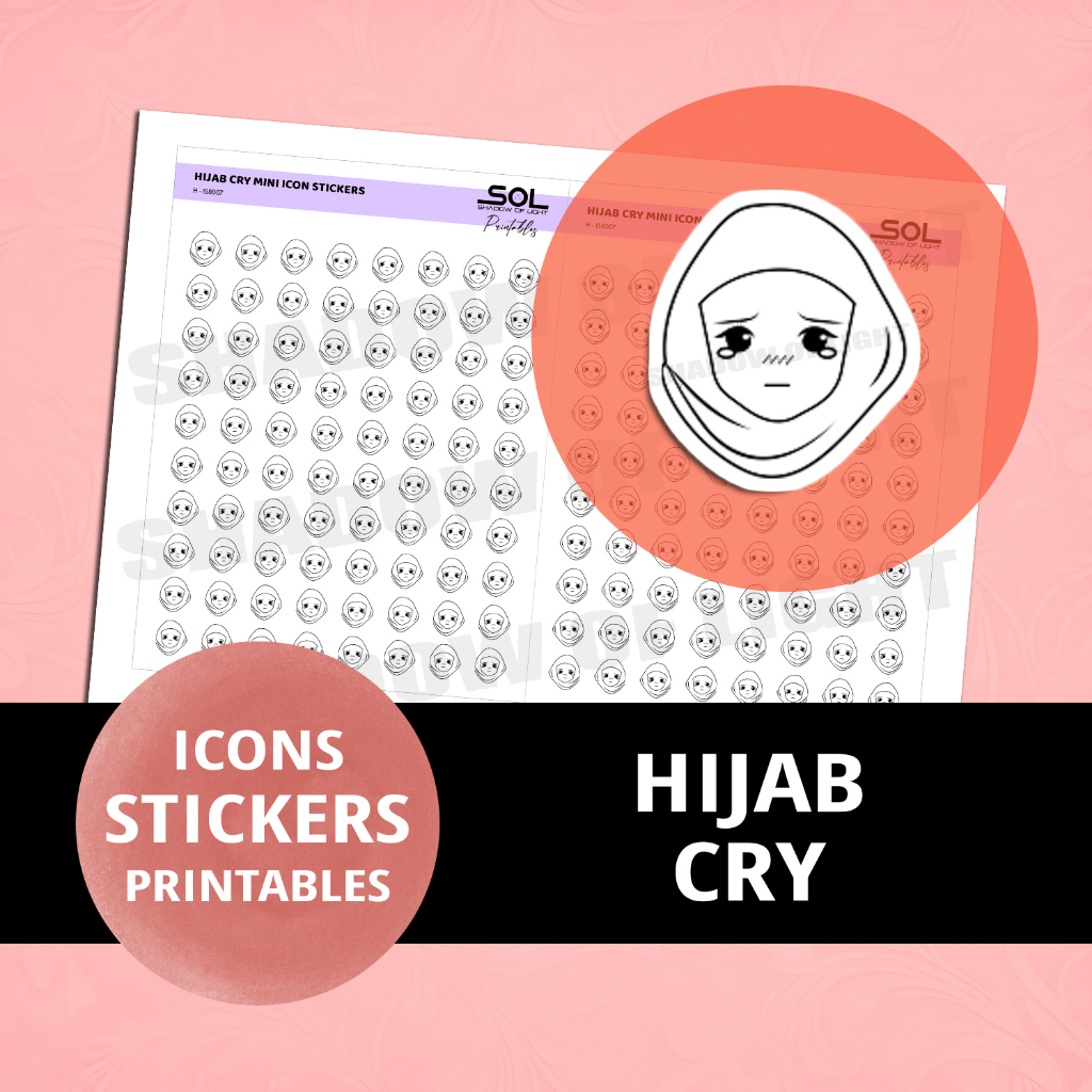 Printable Hijab Cry 2 Icon Stickers | PDF | Planner Stickers ...