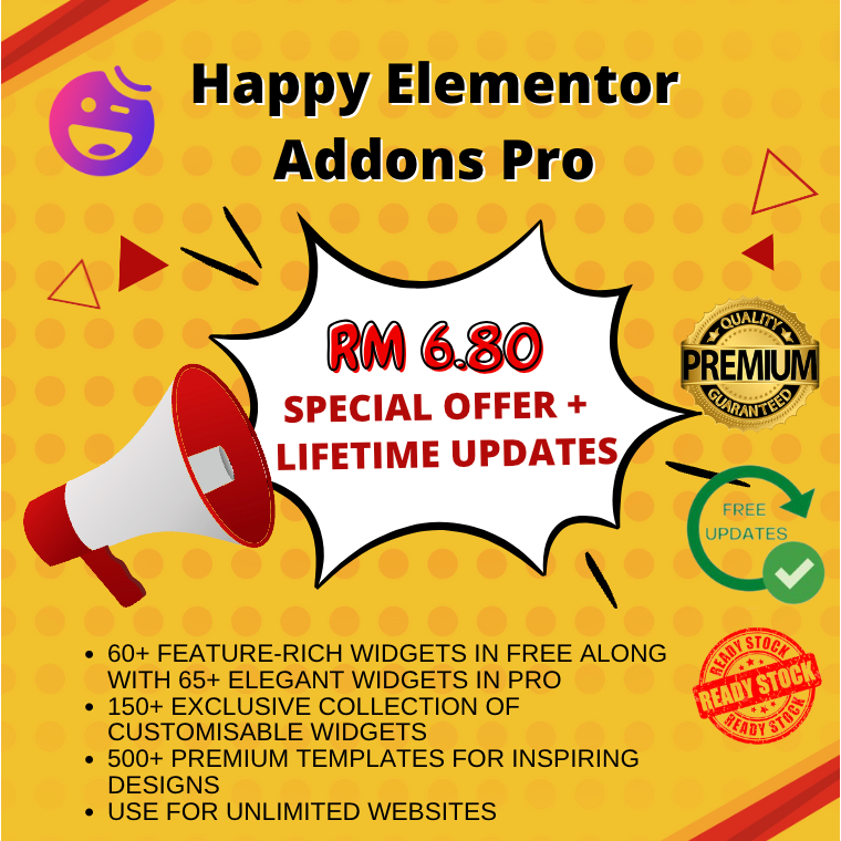 Happy Elementor Addons Pro | WordPress Plugin [Lifetime Update + Unlimited Website] | Shopee ...