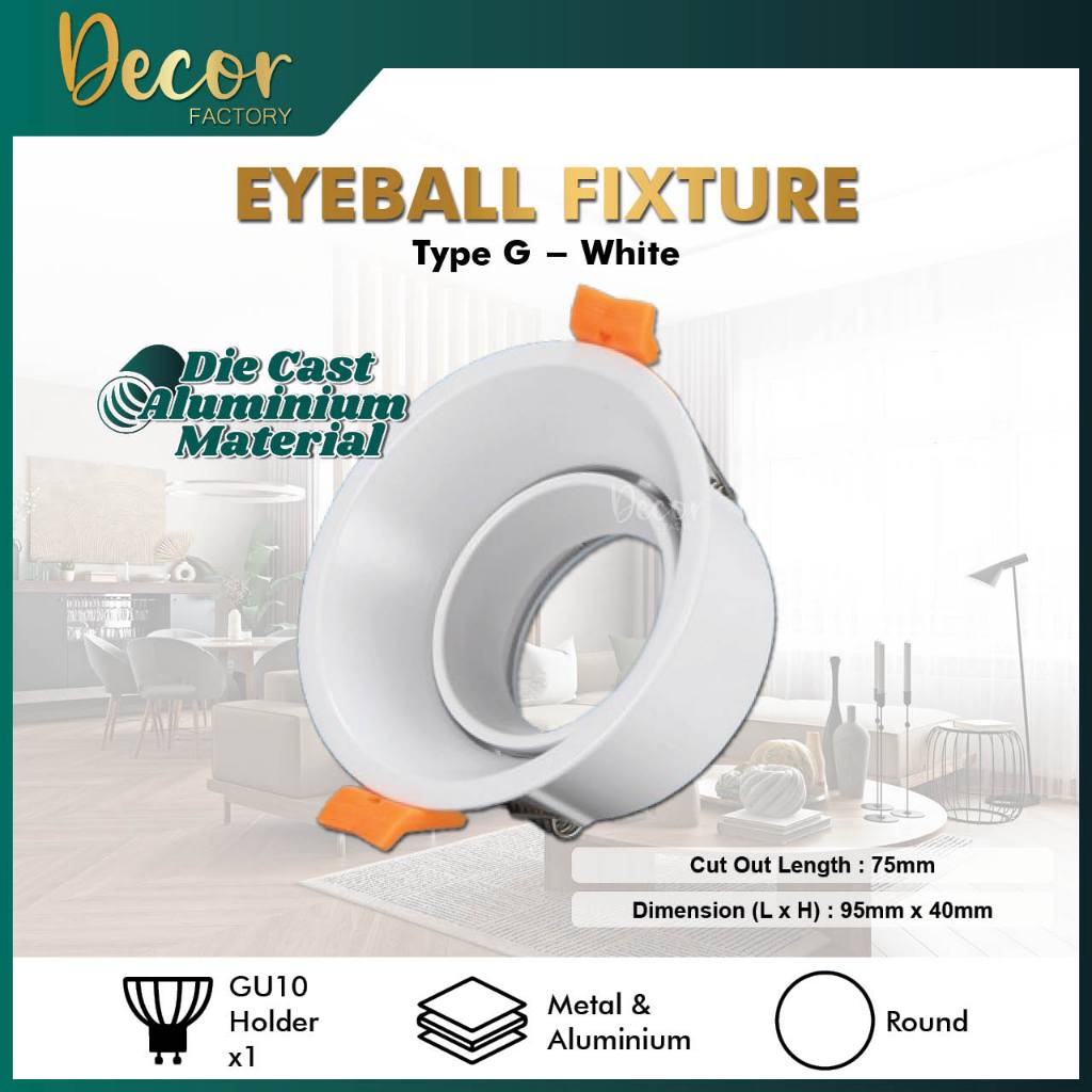 LED Eyeball Fitting Recessed Spotlight GU10 MR16 Casing Eye ball Frame ...