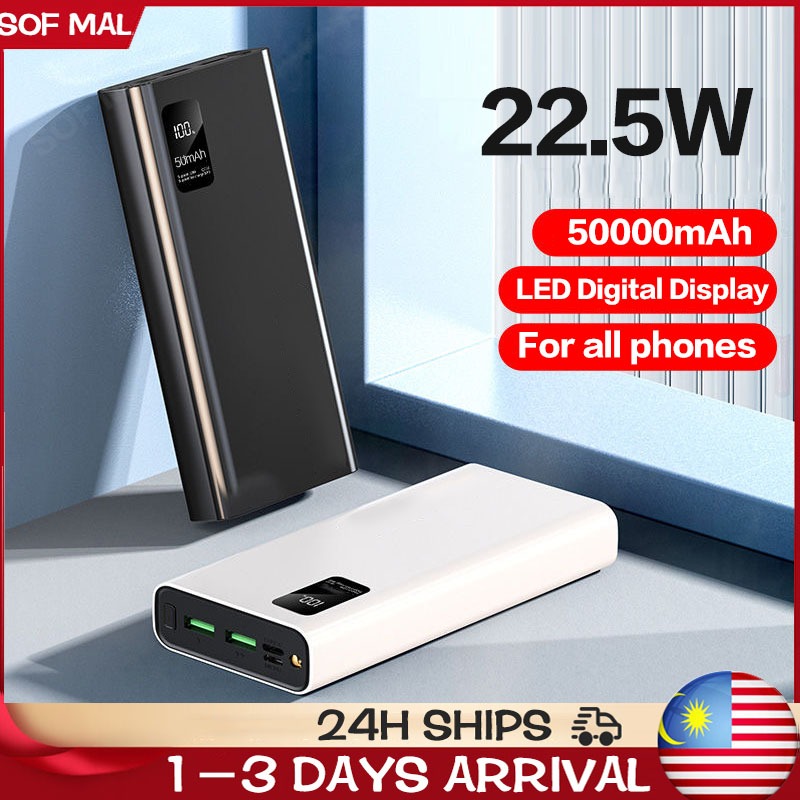 Bank kuasa 50000mAh Powerbank LED Digital Display Full Capacity Fast ...