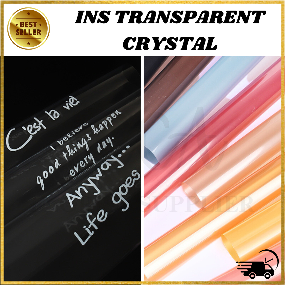Korean Ins Transparent Wrapping Paper Crystal Flower Wrapping Paper ...