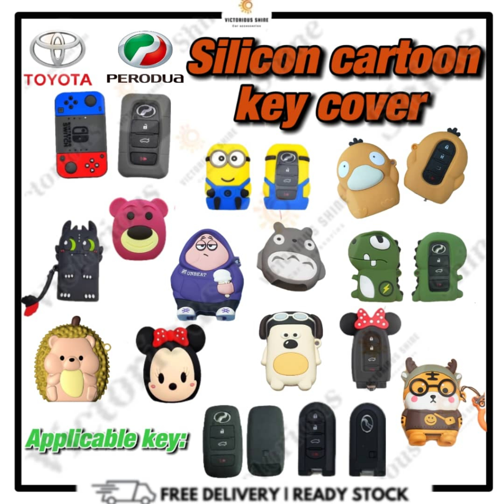 Cartoon Silicone Remote Key Cover Perodua MYVI BEZZA AXIA ARUZ TOYOTA ...