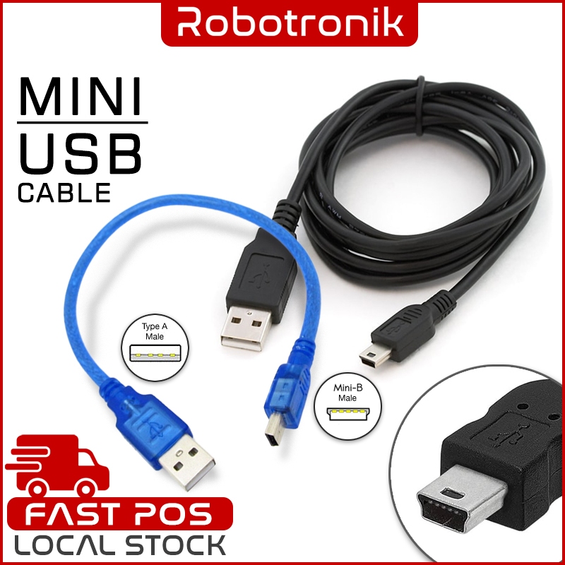 Mini USB Cable (Data & Power) @ USB Type-B (Male) to USB Type-A (Male ...