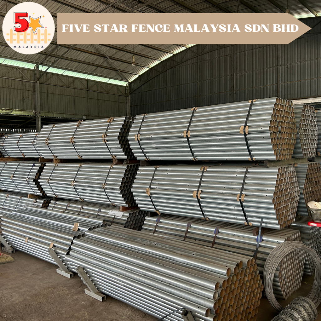 Gi Galvanised Round Post Tiang Bulat 60mm (OD) Untuk Pagar Brc Roll Top ...