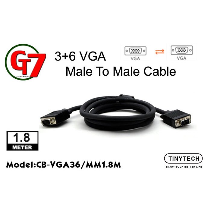 TINYTECH 3+6 VGA CABLE MALE TO MALE 1.8 METER (CB-VGA36/MM1.8M) | Shopee Malaysia