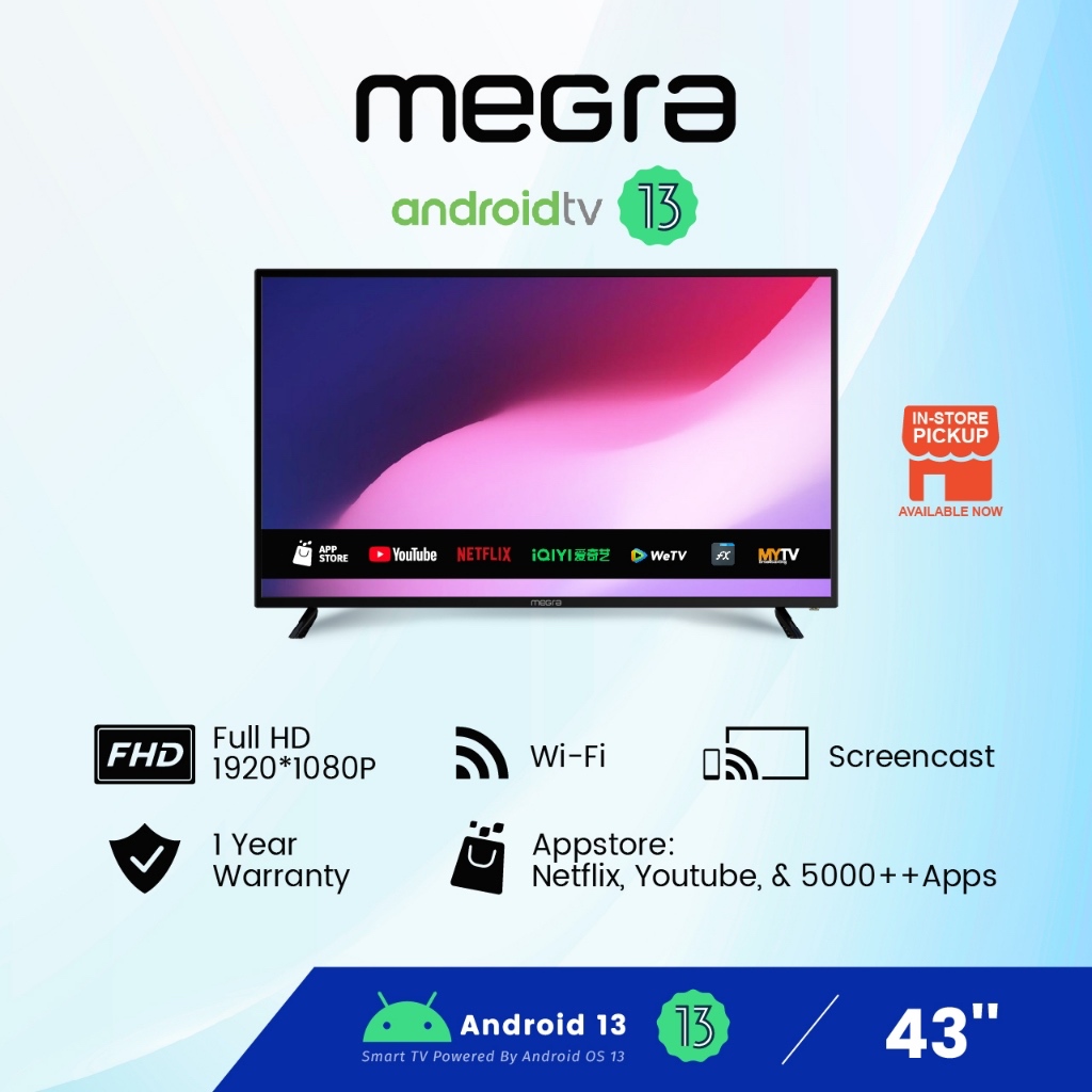 Megra Android/Smart LED TV Powered By Android O.S (43") | Shopee Malaysia