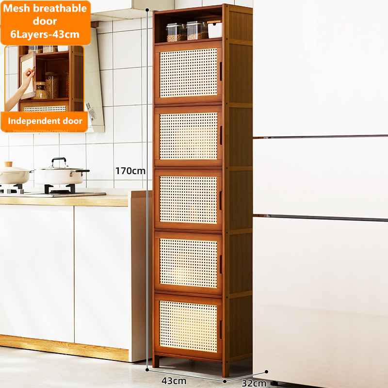 Kitchen Cabinet 2/3/4Layers Bamboo Kabinet Dapur Organizer Storage ...