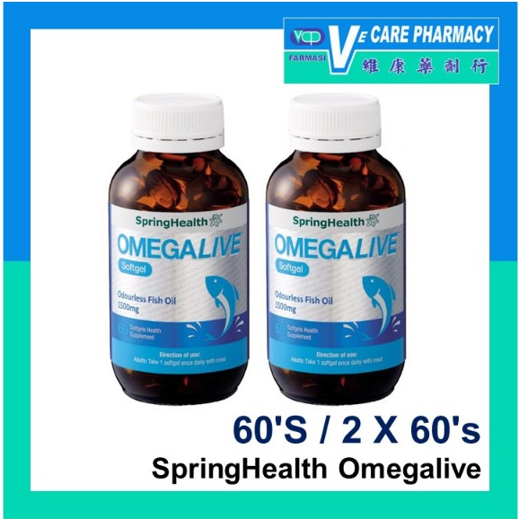 [FREE SHIPPING] SpringHealth Omegalive Odourless Fish Oil 1500mg 60'S ...