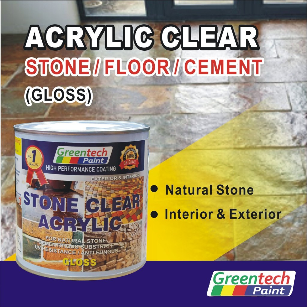 5 LITER Greentech Paint ACRYLIC CLEAR GLOSS PAINT For Pebble Stones ...