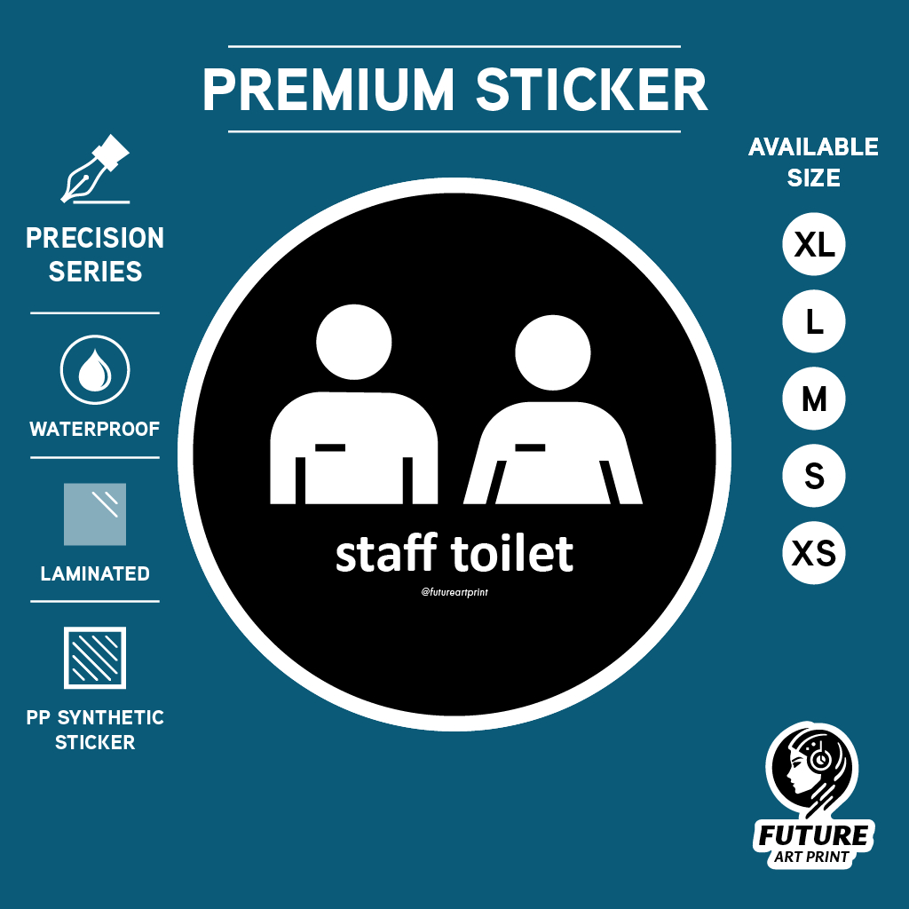 Toilet Restroom Tandas. Premium Sticker Round Sign Signage. Black Color ...