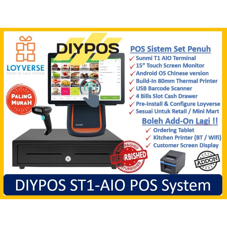 DIYPOS Loyverse Mesin Cashier Murah Set Penuh POS Sistem Cashier ...