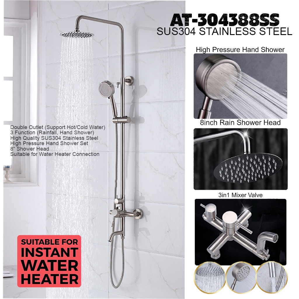 SUS304 Stainless Steel Rain Shower Set Rainfall High Pressure Hand ...
