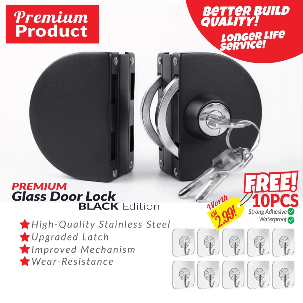 Glass Door Lock With Key Tempered Glass Lockset Office Glass Door Lock ...