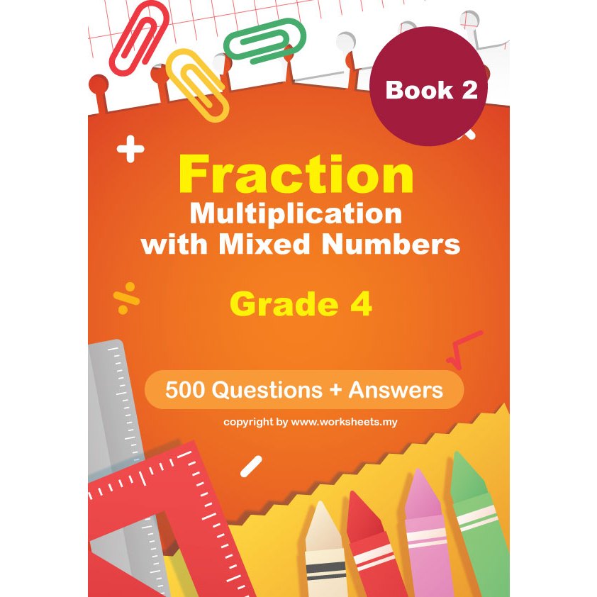 IGCSE Math Worksheets: Fractions Multiply Mixed Numbers Book 2- Easy ...