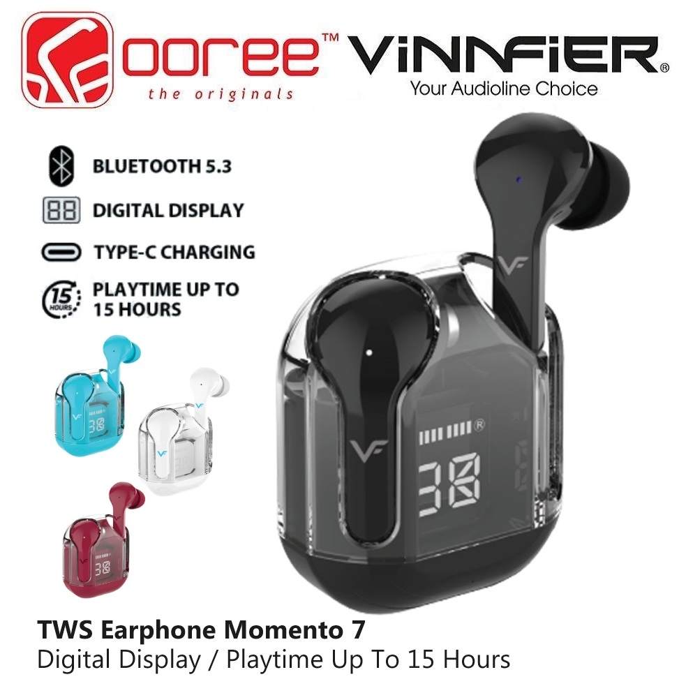 VINNFIER MOMENTO 7 TRUE WIRELESS BLUETOOTH TWS EARBUDS WITH LED DISPLAY BUILT IN MIC TOUCH ...