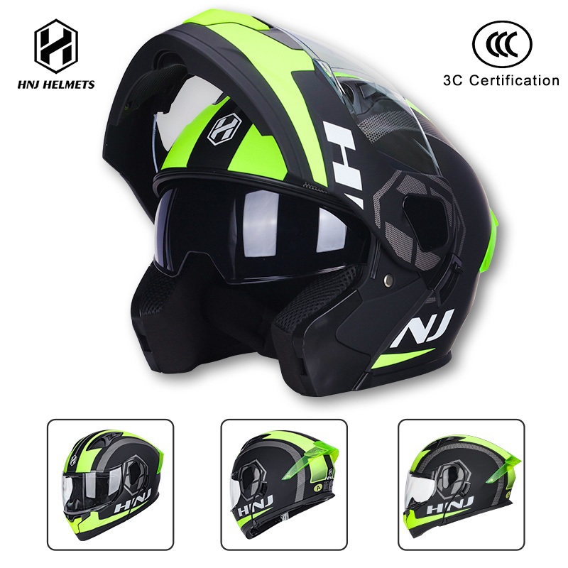 HNJ Flip Up Helmet Motor Motorcycle Double Visor Modular Full Face ...