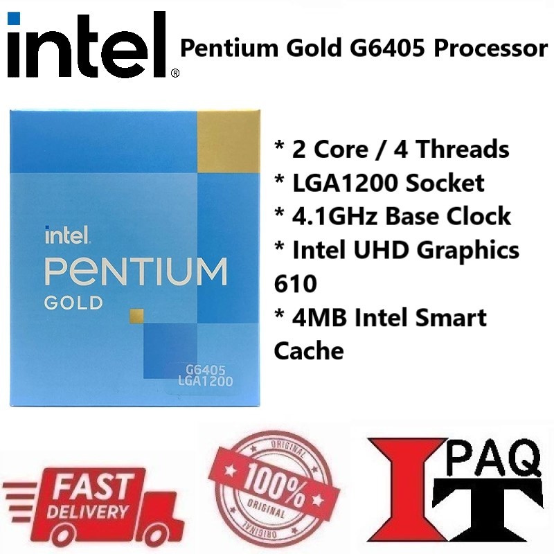 INTEL Pentium Gold G6405 Processor (4.1GHz / 2 Cores 4 Threads / LGA1200) | Shopee Malaysia