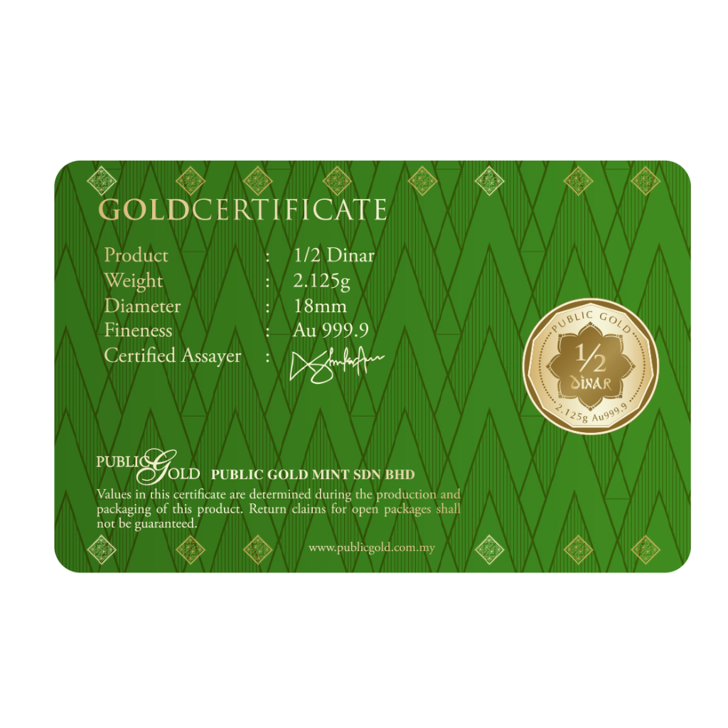 Public Gold 1/2 Dinar 2.125G (Au 999.9) -24K | Shopee Malaysia