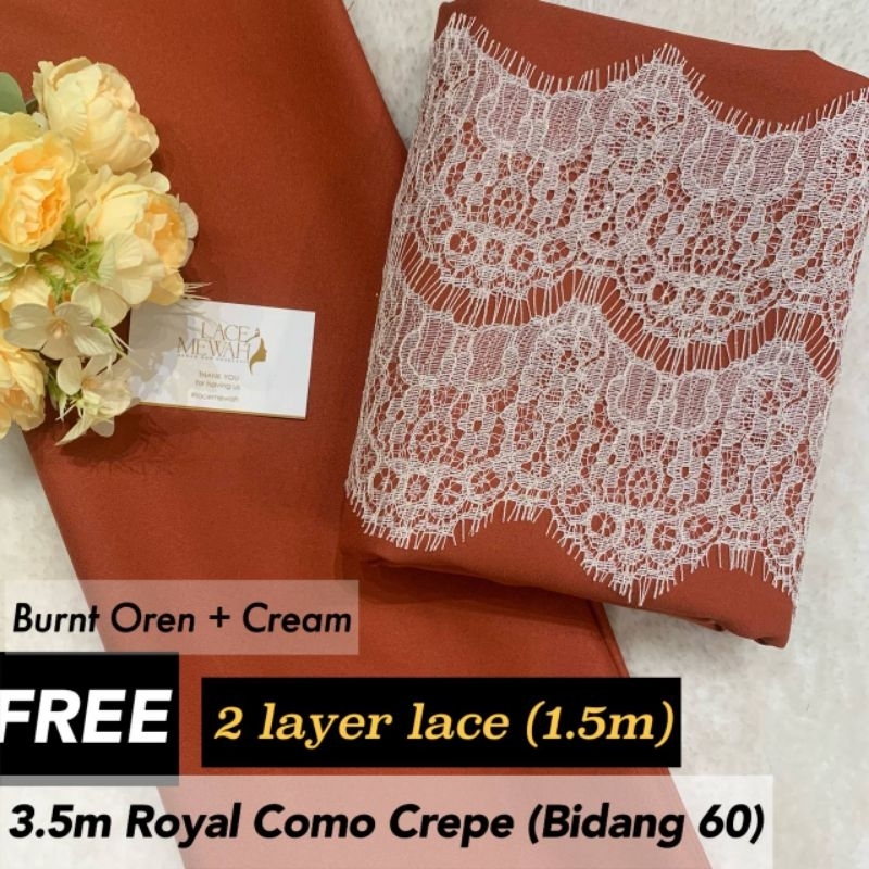 🔥SET BAJU RAYA KAIN PASANG LACE VIRAL 2024🔥 OREN BATA BURNT OREN ...