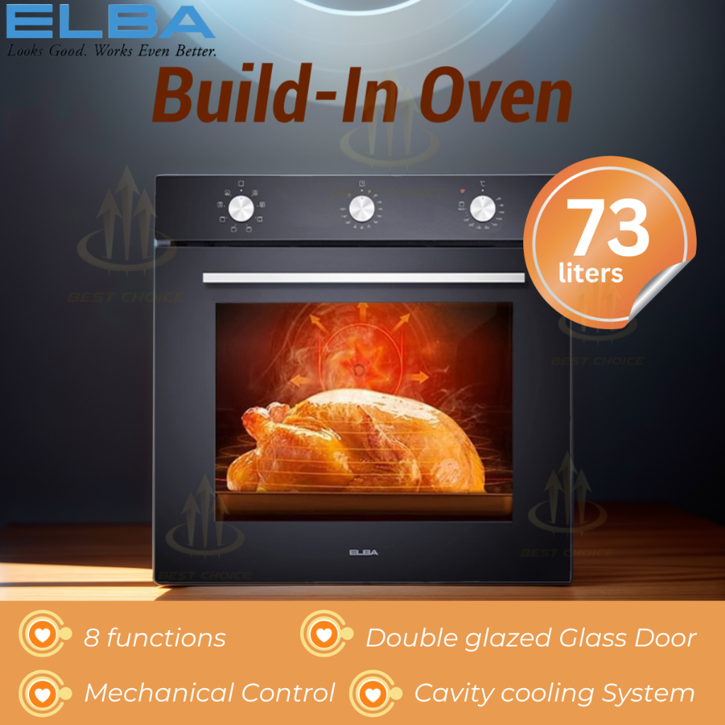 ELBA 73 Litre Built-in Multi-Function Oven 8 Cooking Modes, Mechanical ...