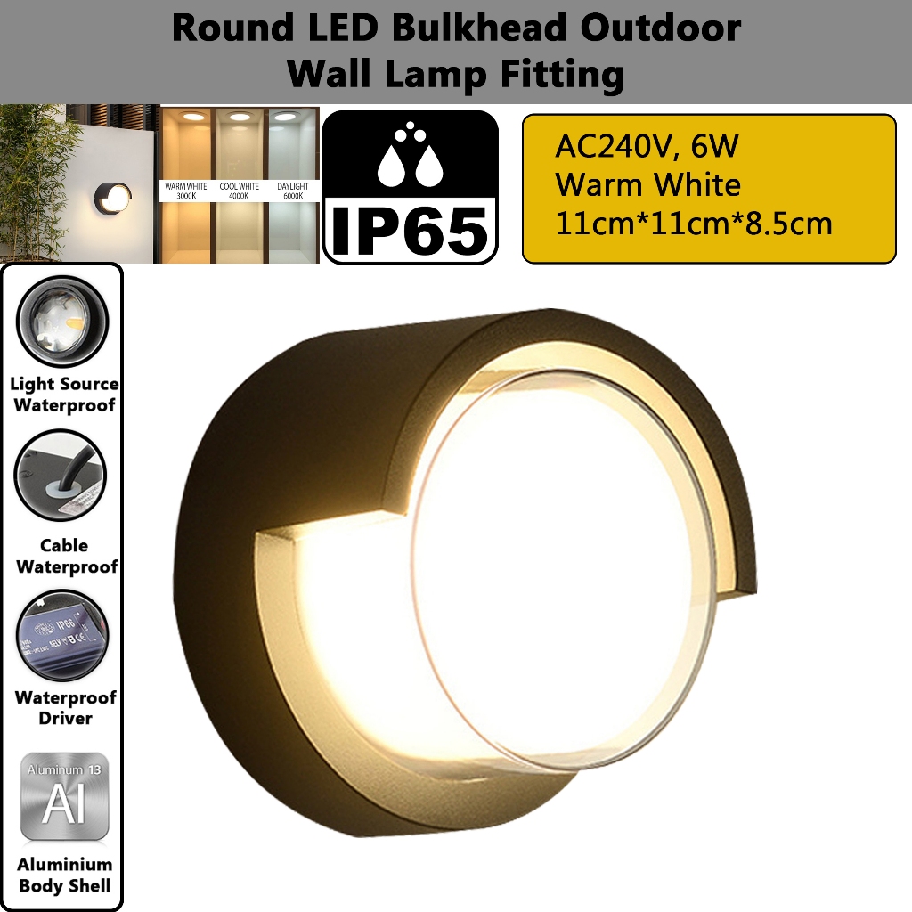 3H Lampu Dinding LED Bulkhead 6W/12W/24W Kalis Cuaca Bulat Oval ...