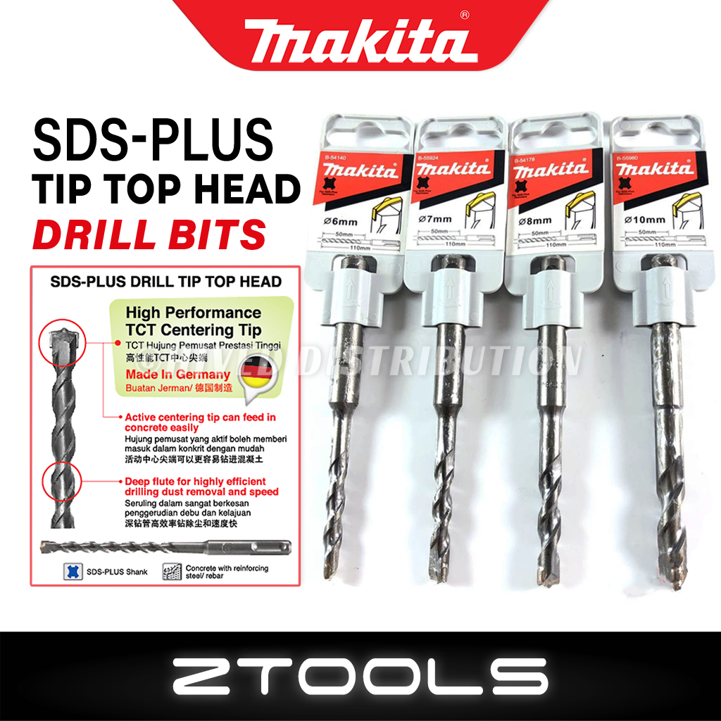 MAKITA 5mm - 12mm SDS Plus Drill Bit | TCT Centering Tip | Tip Top Head ...